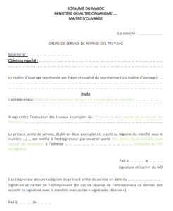 Ordres de service - Modèle 2023 - Dar LHandassa